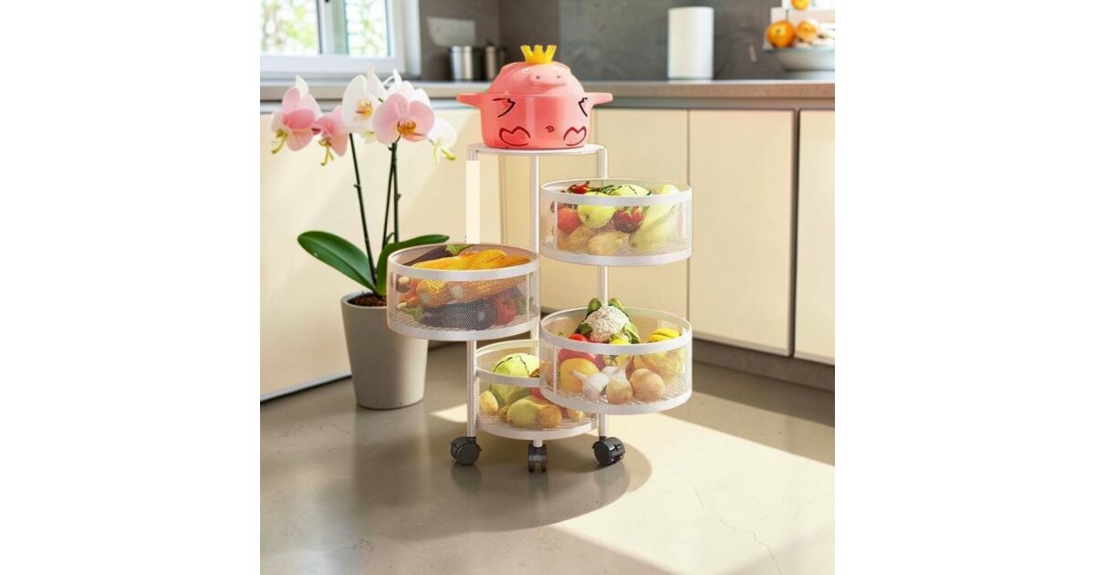 Organizator mobil de bucatarie cu patru cosuri rotative pentru ...
