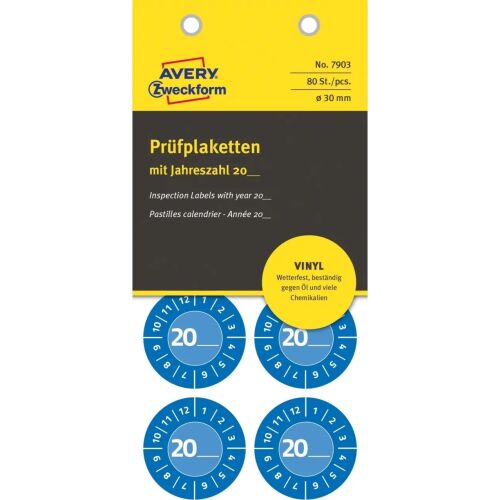 Avery-Zweckform 7903 Ellenőrző plakett 20XX Kék (Ø) 30 mm 30 mm 80 db ...