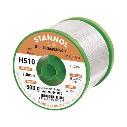 Stannol Ólommentes forrasztóhuzal 1mm/500g Sn95Ag4Cu1 HS10 2510 ...