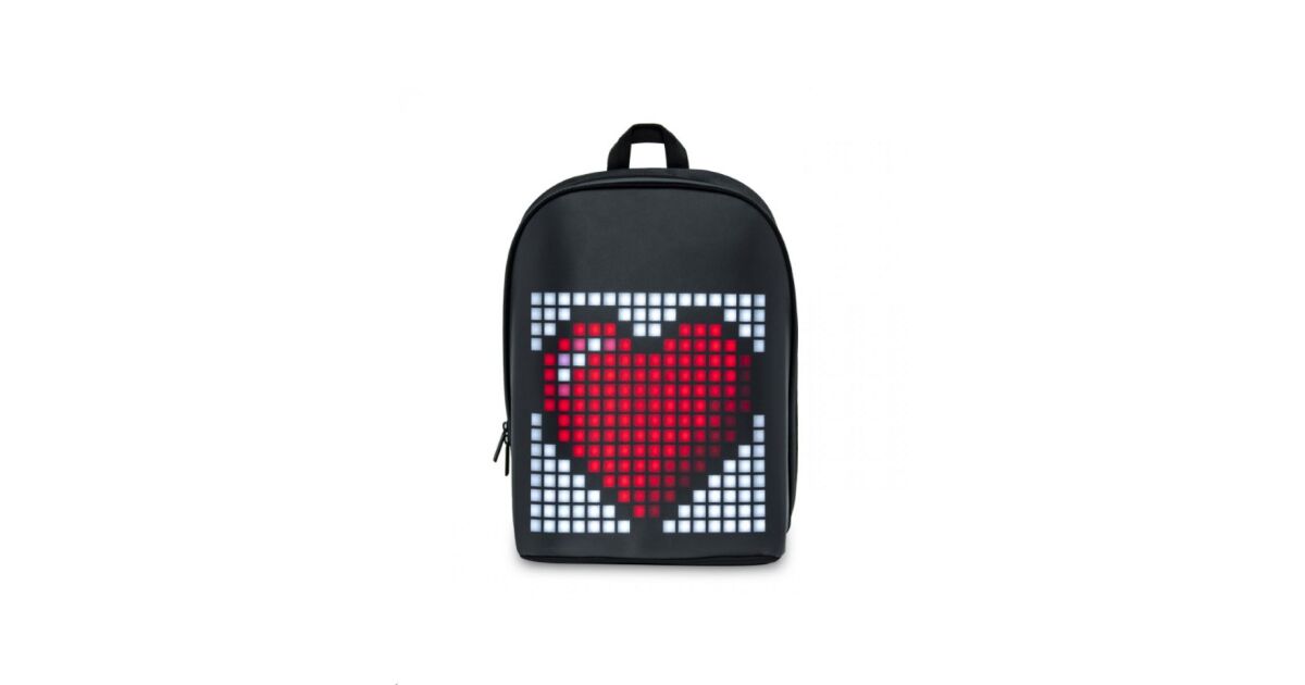 Divoom Pixel notebook hátizsák 15 RGB LED panellel fekete-szürke ...