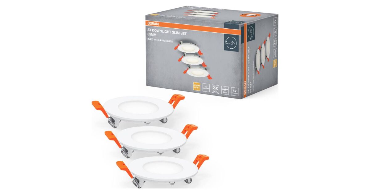 Osram Downlight Slim Set 3 x 85mm 3000K LED-es kültéri fali lámpa 4.50 ...
