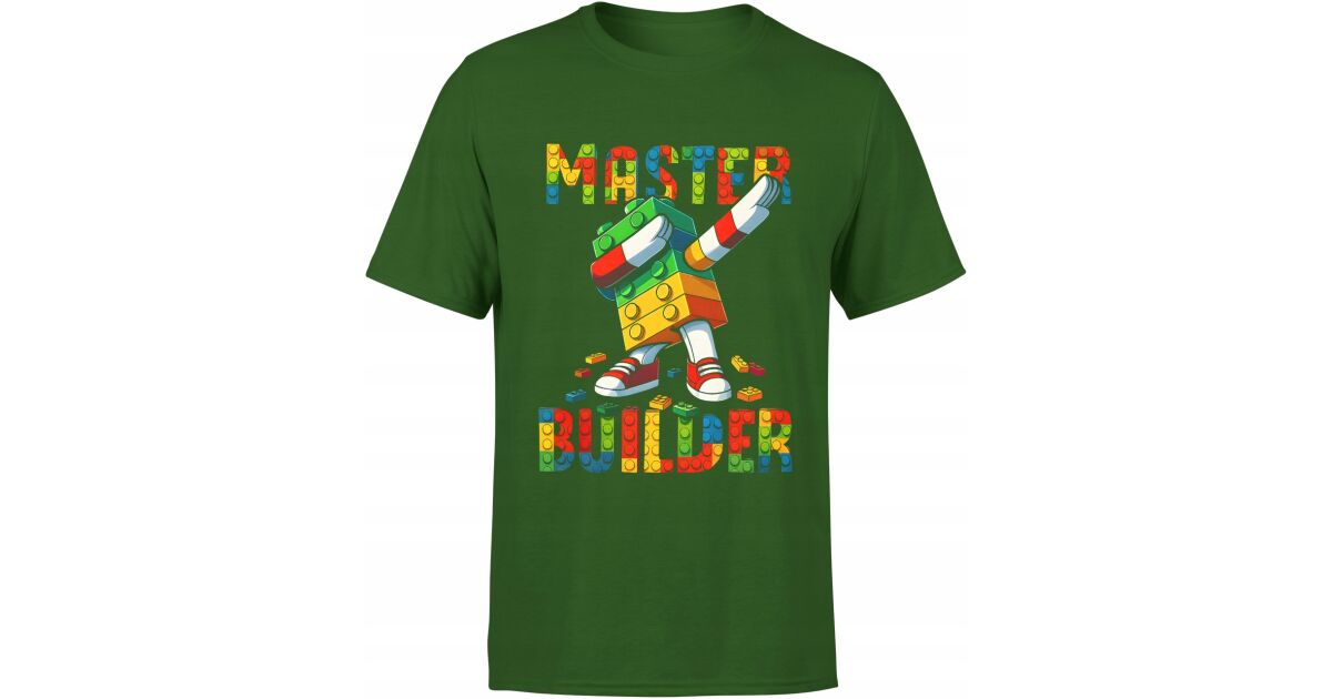 KOSZULKA MĘSKA NADRUK MASTER BUILDER KLOCKI FAN BUDOWANIA GRA ...