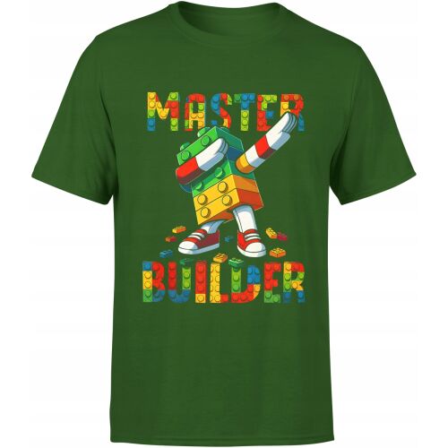 KOSZULKA MĘSKA NADRUK MASTER BUILDER KLOCKI FAN BUDOWANIA GRA ...