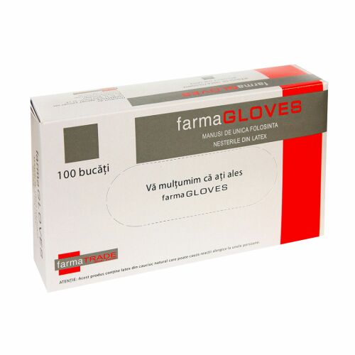 Cutie cu 100 mănuși din latex, tip farmaceutic, de unică folosință ...
