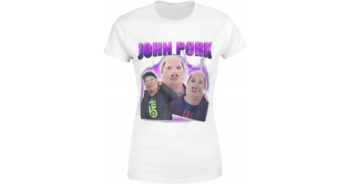 KOSZULKA JOHN PORK MEME VIRAL ŚMIESZNA DAMSKA MEMICZNA ŚWINIA XXL ...