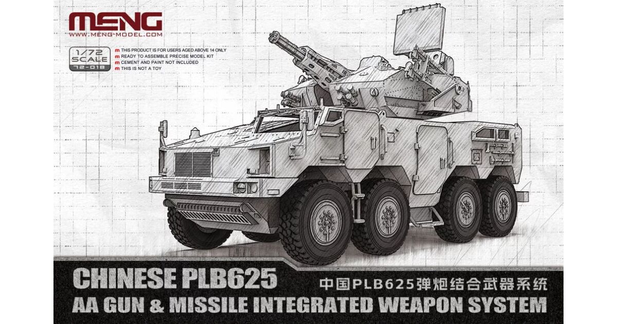 Meng Chinese PLB625 AA Gun & Missile Integrated Weapon System 1:72 (72 ...