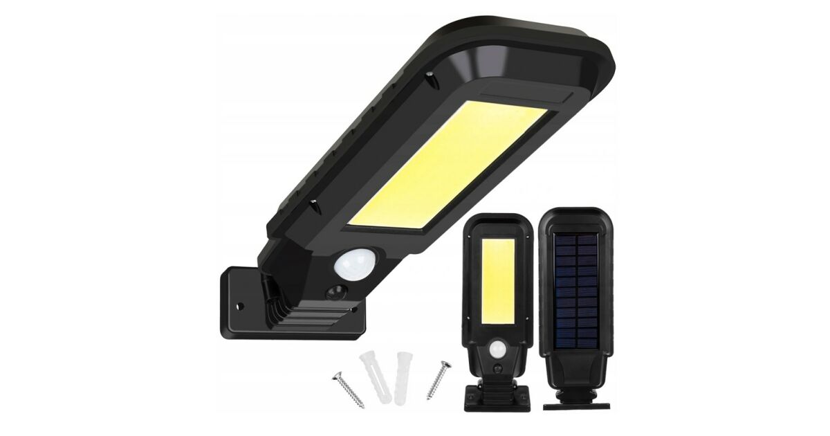 HOZRO napelemes utcai lámpa, 210 LED COB, semleges fény, mozgásérzékelő ...