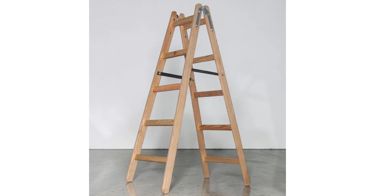 Kétrészes létra, Strend Pro Profi, 2 x 5 fokos, fa, 153 cm, 150 kg ...
