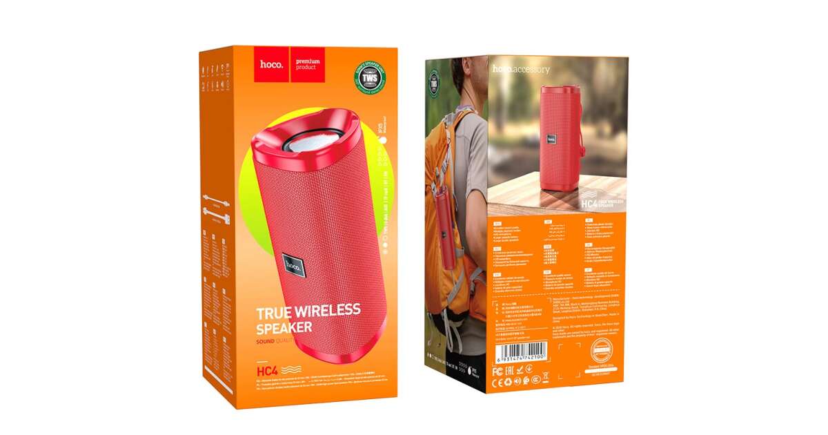 HOCO Bluetooth hangszóró HC4 BELLA SPORTS RED | Pepita.hu