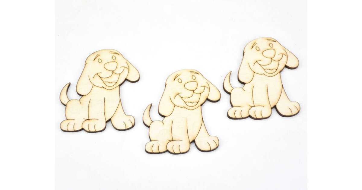Naturalne drewno - rysunek psa 6cm 3dszt/opak. | Pepita.com
