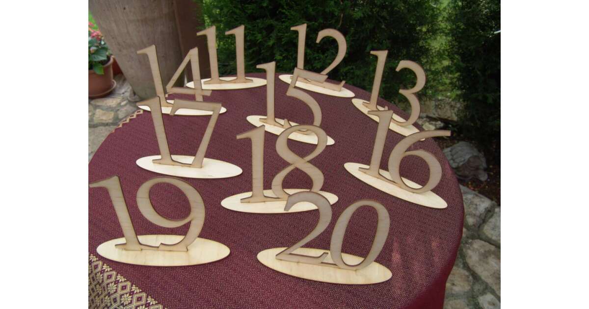 Natúr fa - Asztalszám 11-20-ig 15cm 10db/csomag | Pepita.hu