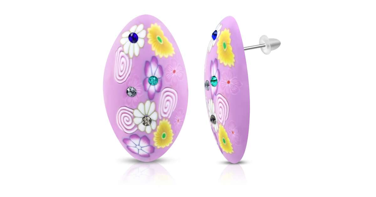 Ovális formájú színes bizsu fülbevaló | Pepita.hu