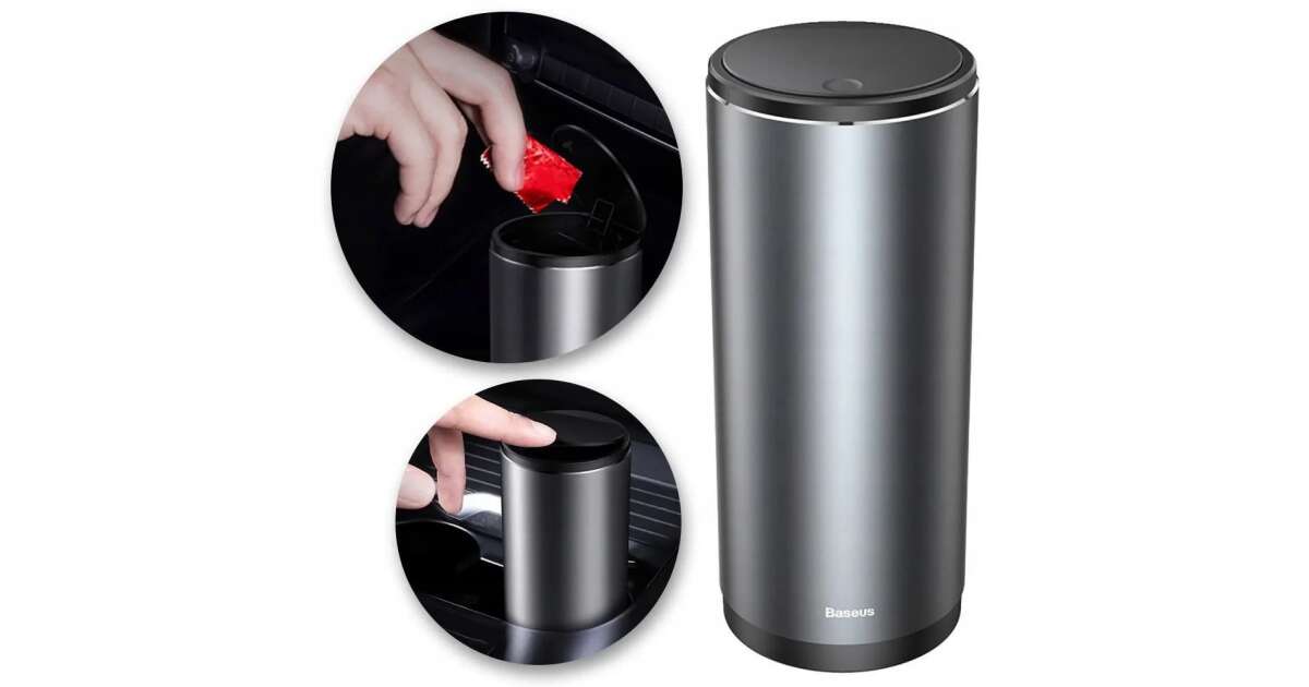 Autóba szerelhető szemetes, szürke, 500ml, Gentleman Style, Baseus ...