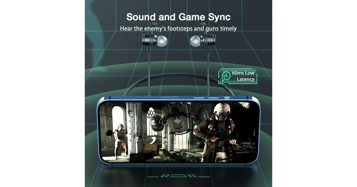 Vezeték nélküli headset, gamer fülhallgató, nyakba akasztható, fekete ...