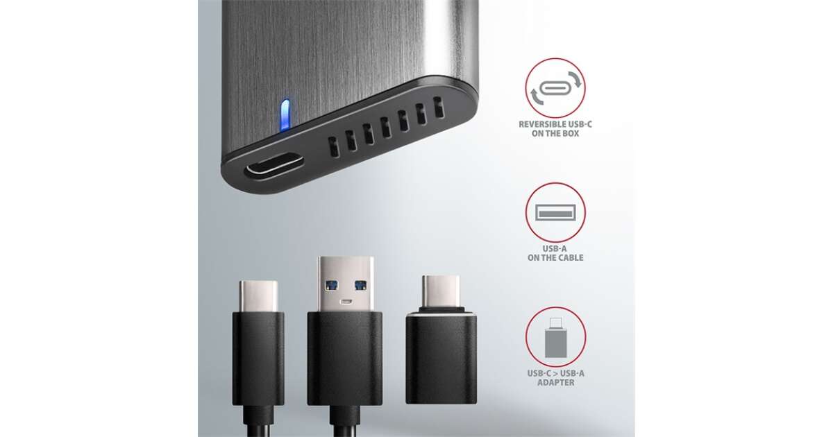 Axagon eem2-sg2 superspeed+ usb-c - m.2 nvme & sata ssd külső ház EEM2 ...