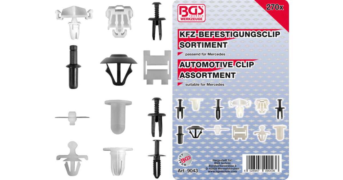 BGS technic 270 részes műanyag rögzítő patent készlet Mercedes ...