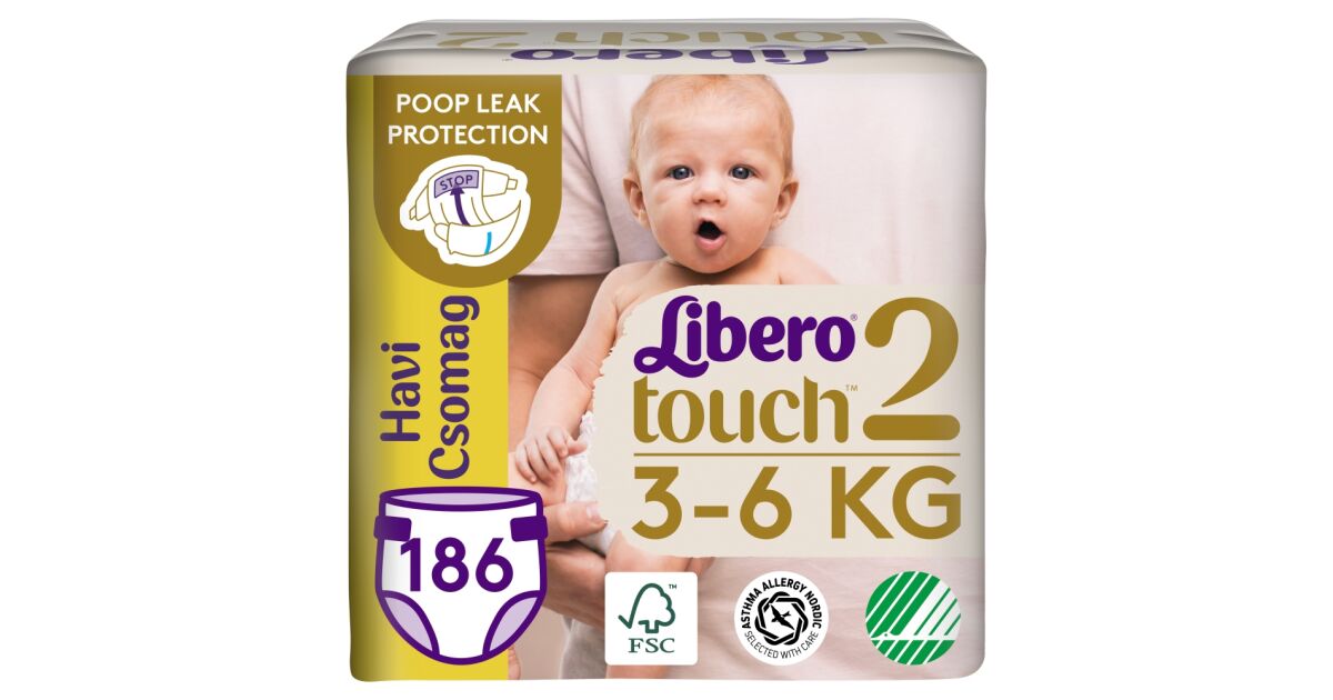 Libero Touch Jumbo havi Pelenkacsomag 3-6kg Newborn 2 (186db) | Pepita.hu