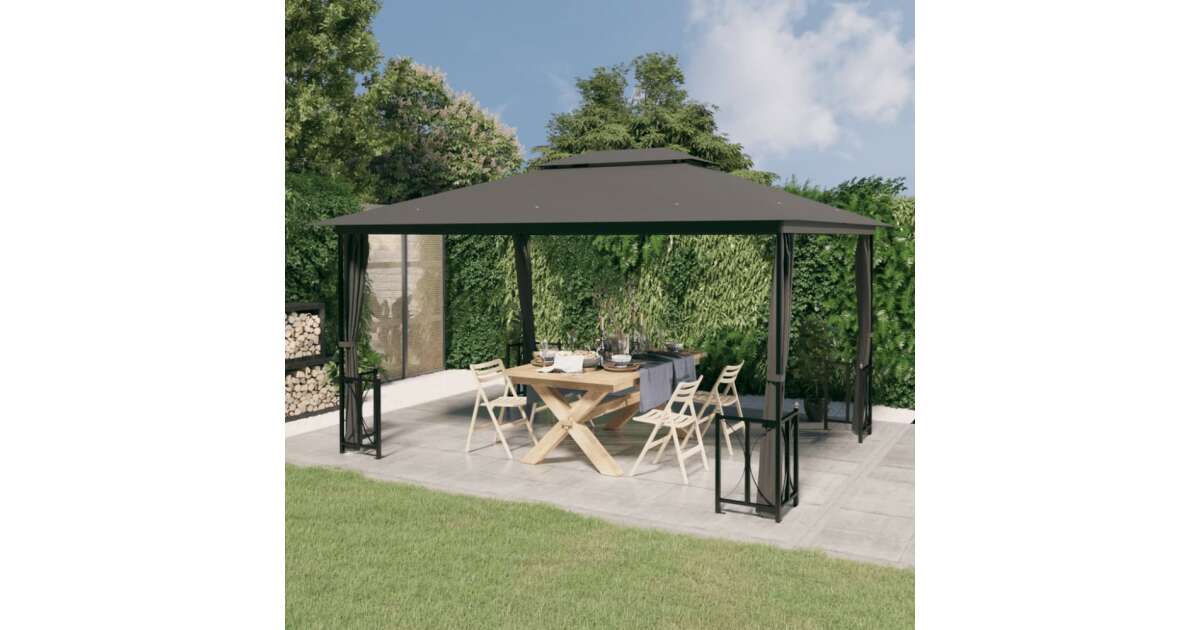 vidaXL Kerti Pavilon - 3x4m - Antracitszürke | Pepita.hu