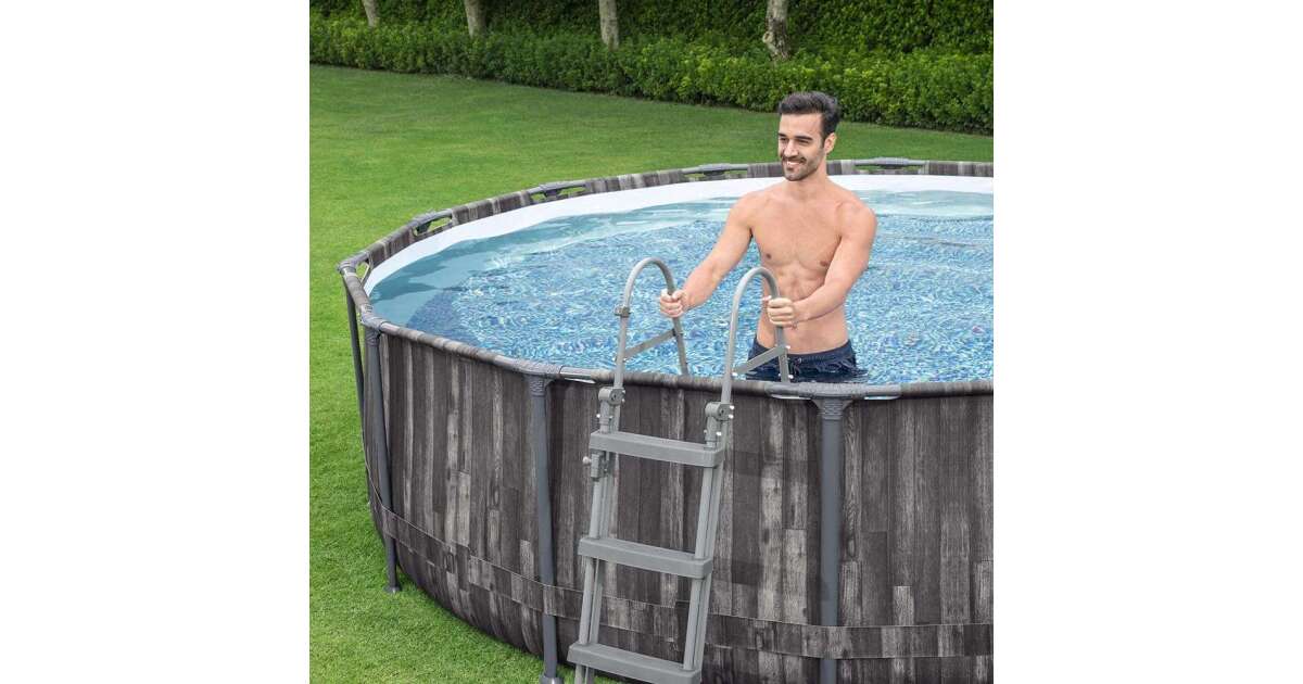 Bestway Polinézia 366x100cm fa hatású Fémvázas medence vízforgatóval és ...