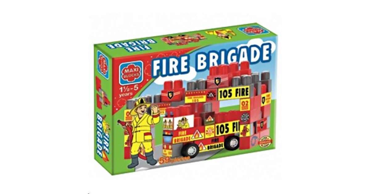 D-Toys 679 Maxi Blocks tűzoltós építőkockák dobozban 59 db-os | Pepita.hu