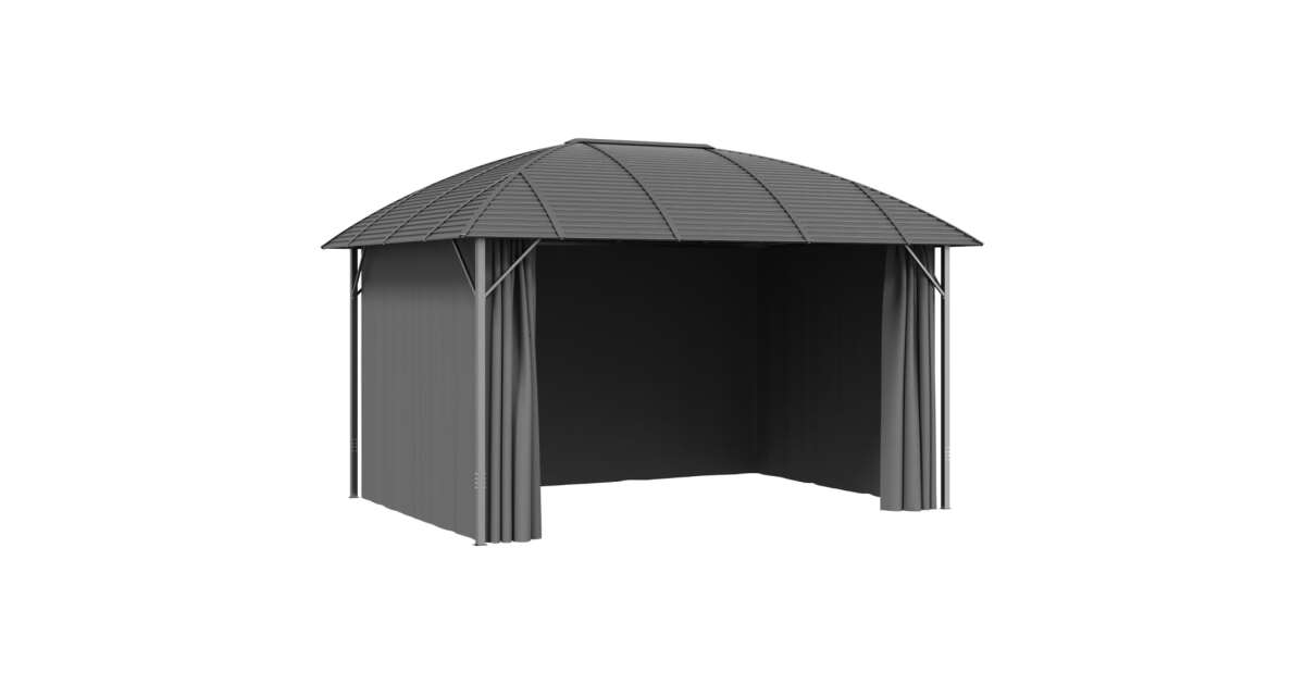 vidaXL antracitszürke pavilon oldalfalakkal és ívelt tetővel 3 x 4 m ...