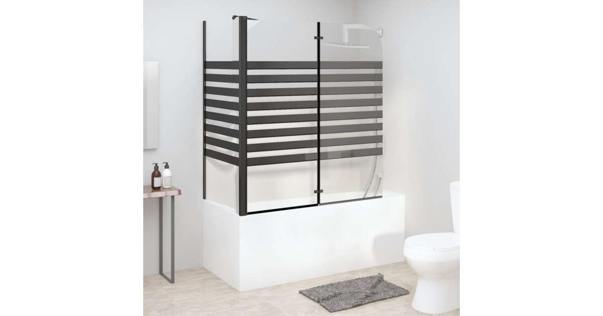 csíkos edzett üveg fürdőparaván 120 x 68 x 130 cm | Pepita.hu