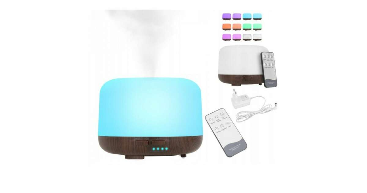 Aroma diffúzor és ionizátor távirányítóval, időzítővel Oval, sötét ...