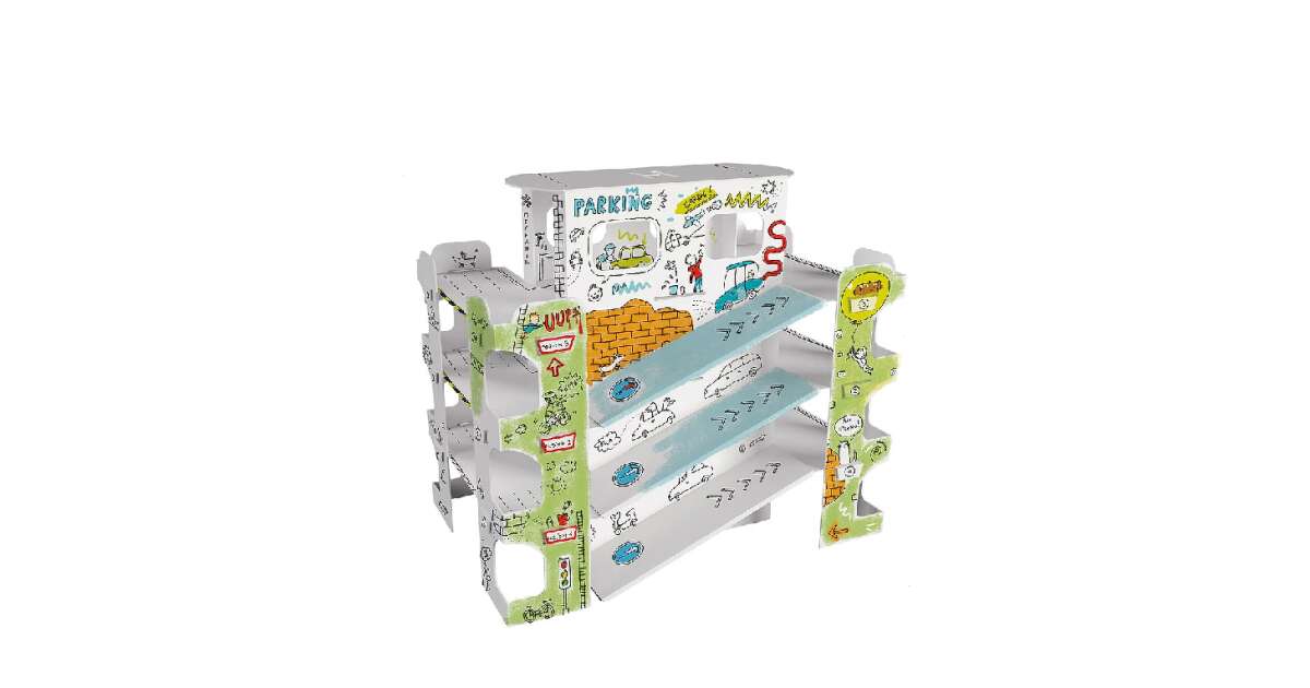 Parcare cu trei etaje în dimensiune XXL, carte de colorat pentru copii ...