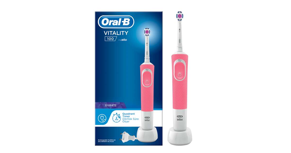 Oral-B D100 Vitality Pink 3D White elektromos fogkefe | Pepita.hu