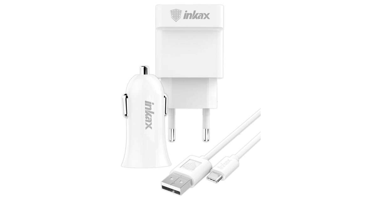 Inkax Cd 43 1xusb 1a 2in1 Töltőfej Usb Type C 1m Kábel Fehér