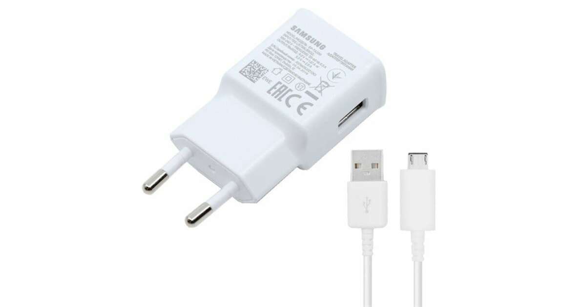 Incarcator telefon + Cablu de date, Samsung, USB, Micro USB, 5 V, Alb ...