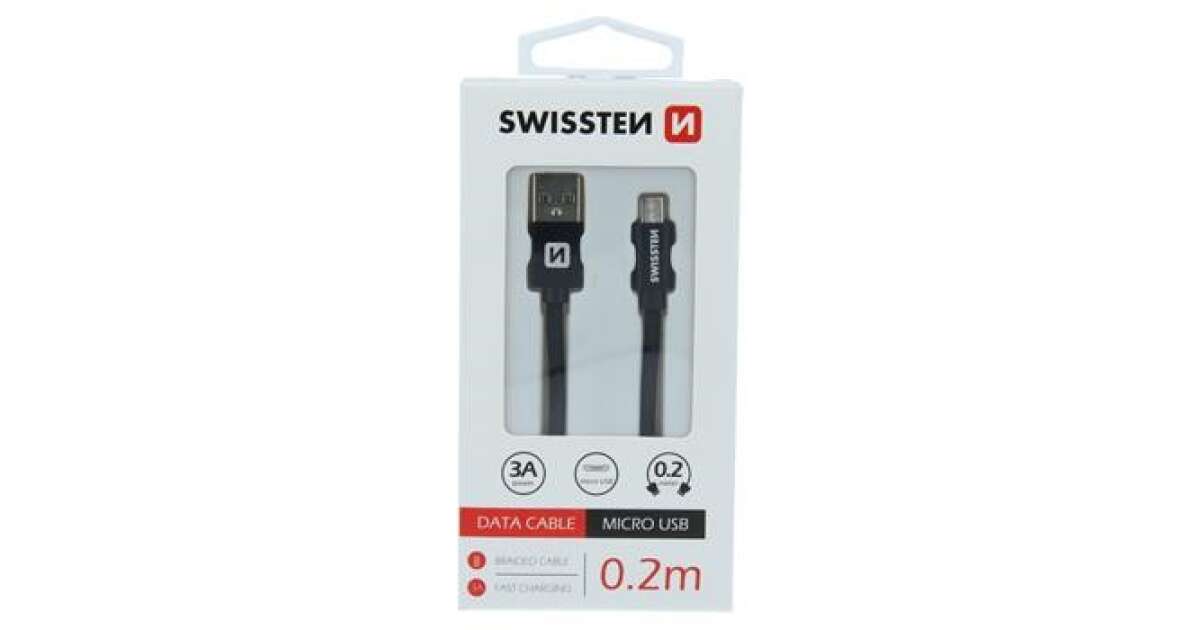 data and charging cable with textile coating, USB/micro USB, 0.2 m ...
