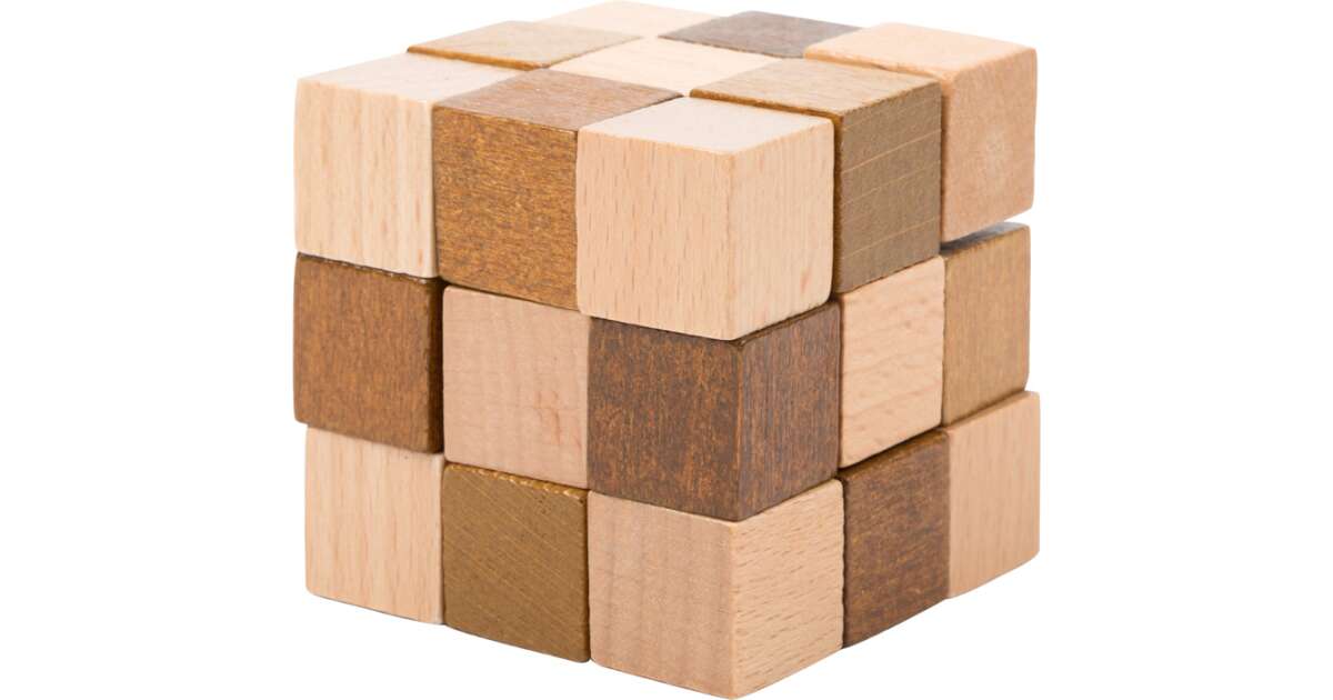 Fa ördöglakat - Trükkös kocka - Logikai fajáték - L11283 | Pepita.hu