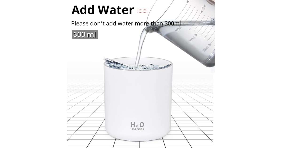 H2o Color RGB világítós párásító - fehér 300 ml | Pepita.hu