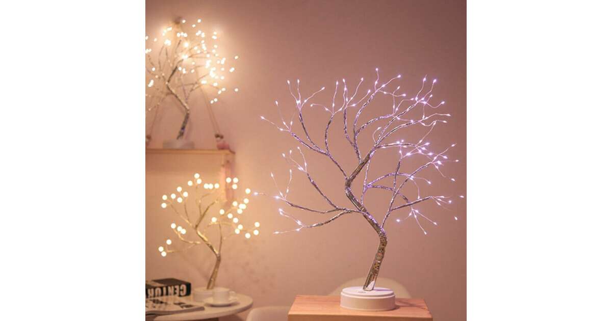 Dekoratív asztali LED fa, sakura fa, mikroledes, hidegfehér - 50 cm ...
