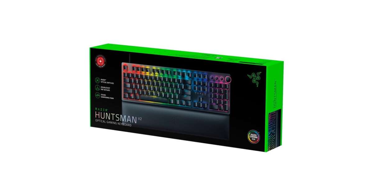 Razer Huntsman V2 (Red Switch) US RGB fekete gamer billentyűzet | Pepita.hu