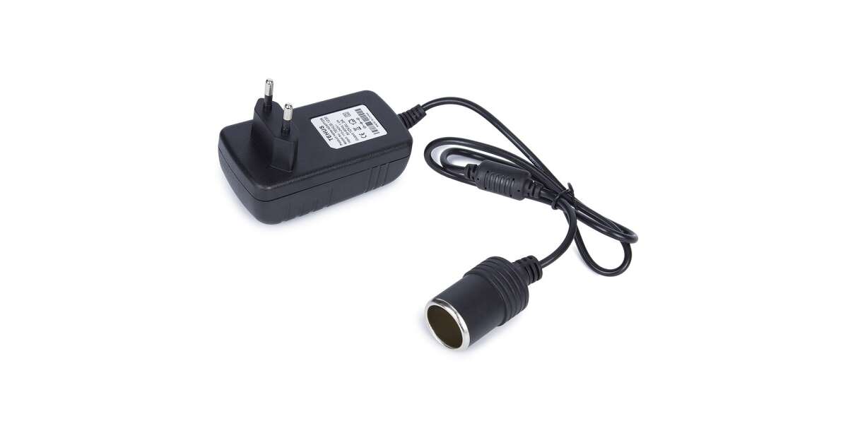 Átalakító Adapter, 230V->12V szivargyújtó hálózati átalakító, AC/DC ...