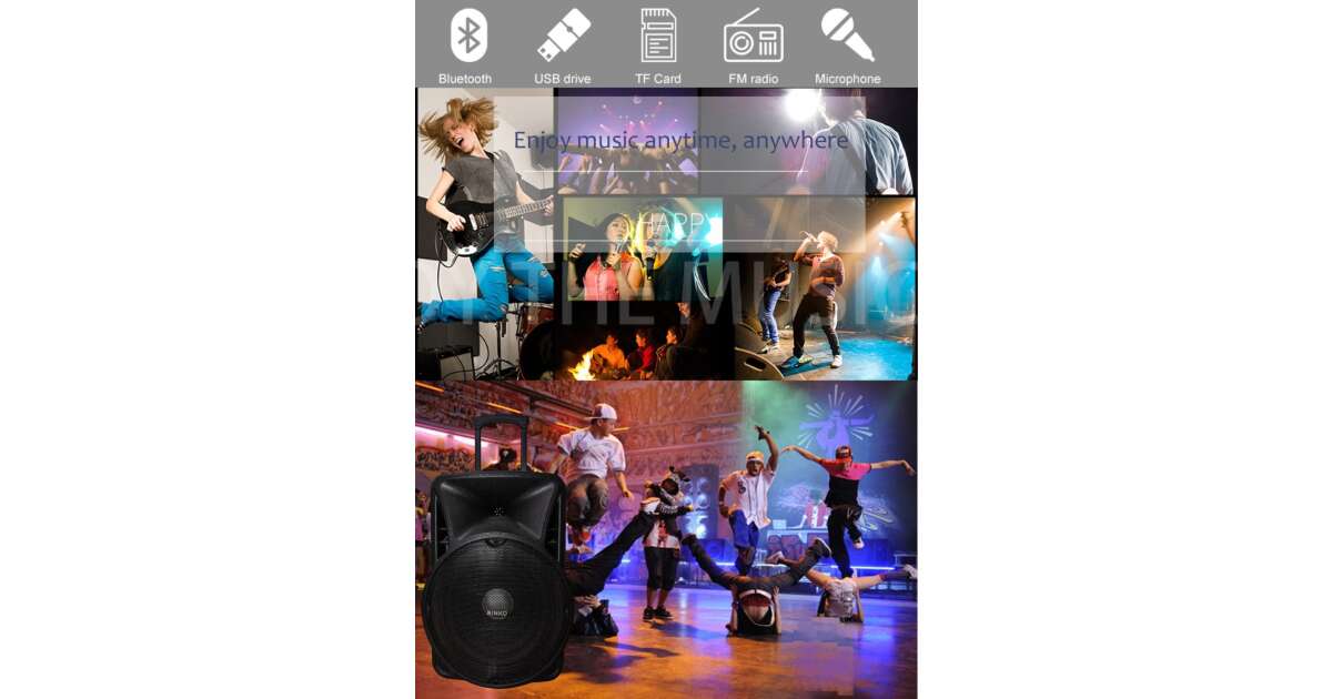 Hordozható Hangszóró, BK-T151, Akkus Bluetooth hangfal, FM rádió, USB ...