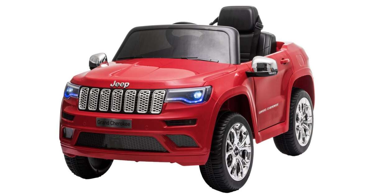 Jeep Grand Cherokee egyszemélyes elektromos autó fényes piros színben ...