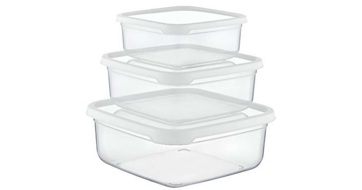 Embox Ételtartó doboz 3db-os szett, szögletes 0,4-0,8-1,4L fehér ...