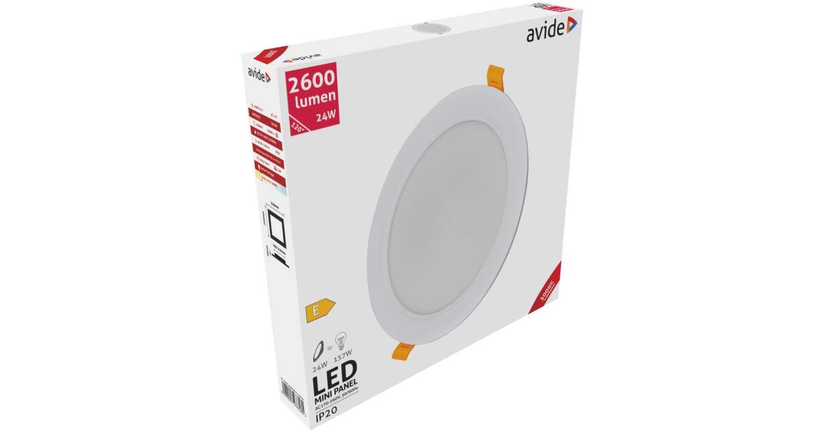 Avide LED Recessed Round Ceiling Light Plastic 24W WW 3000K | Pepita.com