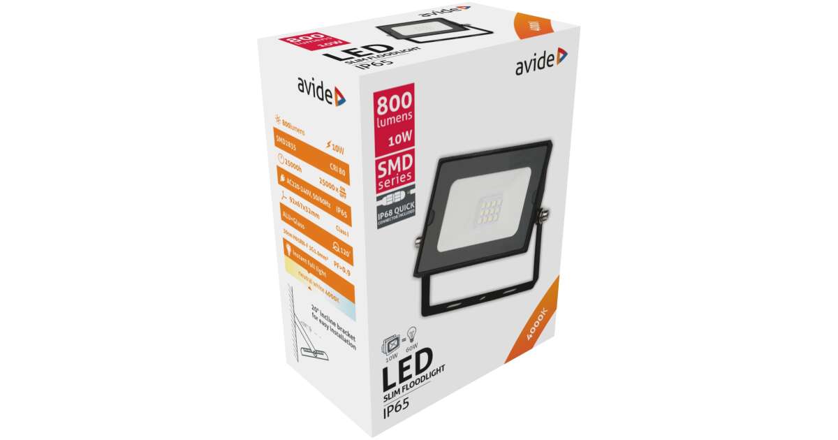 Avide LED Reflektor Slim SMD 10W NW 4000K Gyorscsat. | Pepita.hu