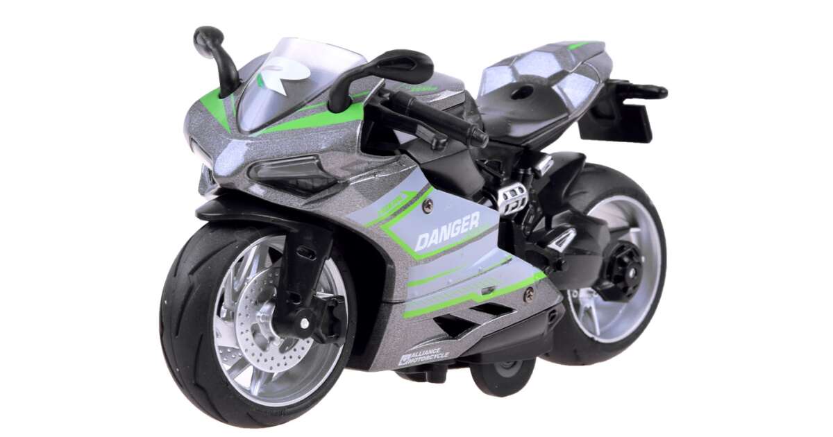 Szürke színű fém motor zöld csíkkal | Pepita.hu