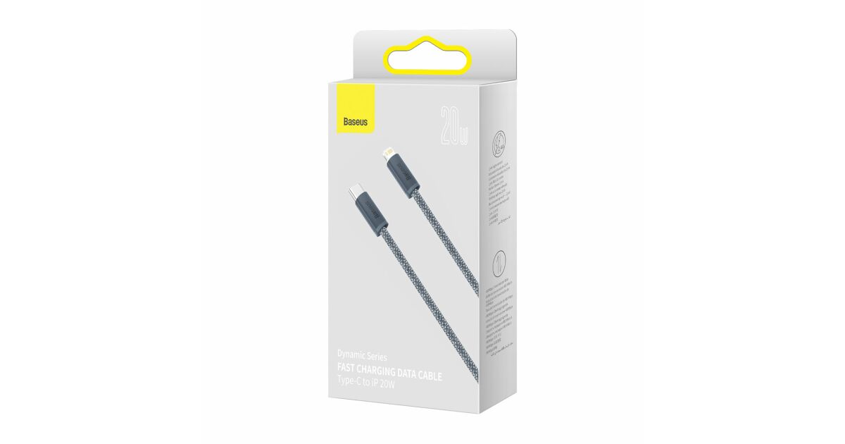 Baseus cable iPhone USB Type C - Lightning 2m, Power Delivery 20W grey ...