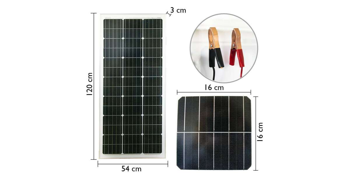 100W Monokristályos Napelem Panel - 120x54cm | Pepita.hu