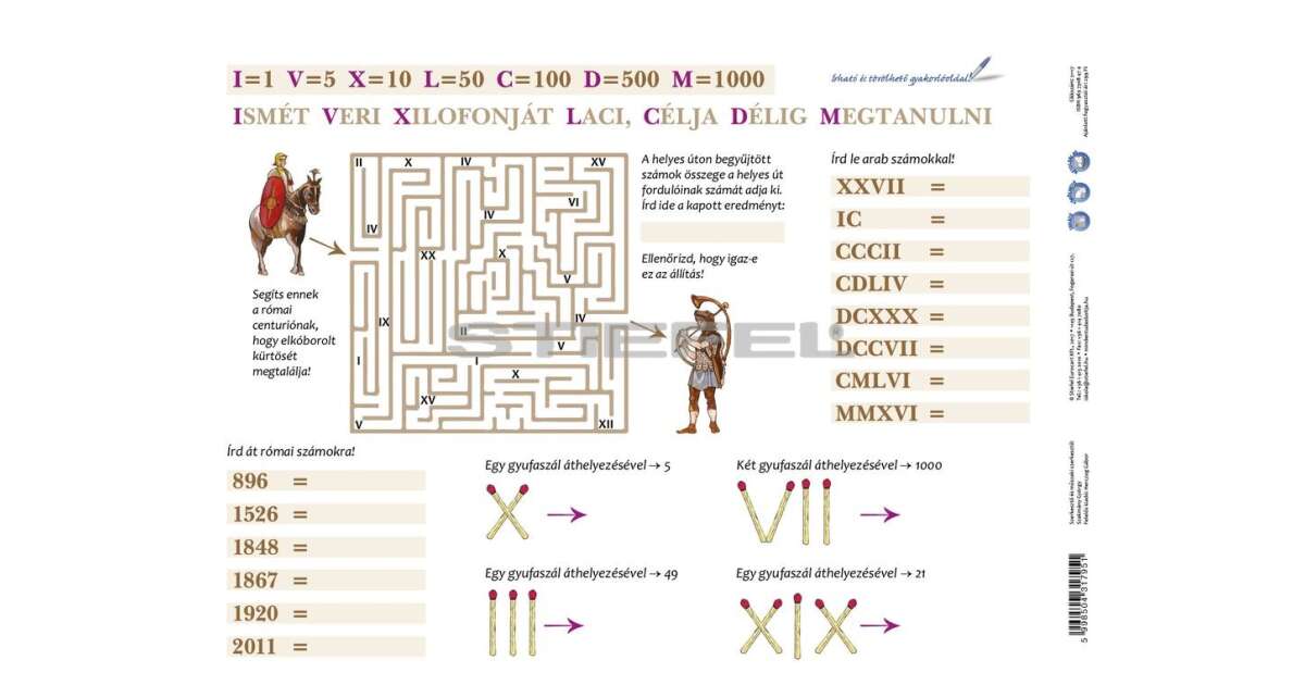 Római számok tanulói munkalap + munkaoldal | Pepita.hu