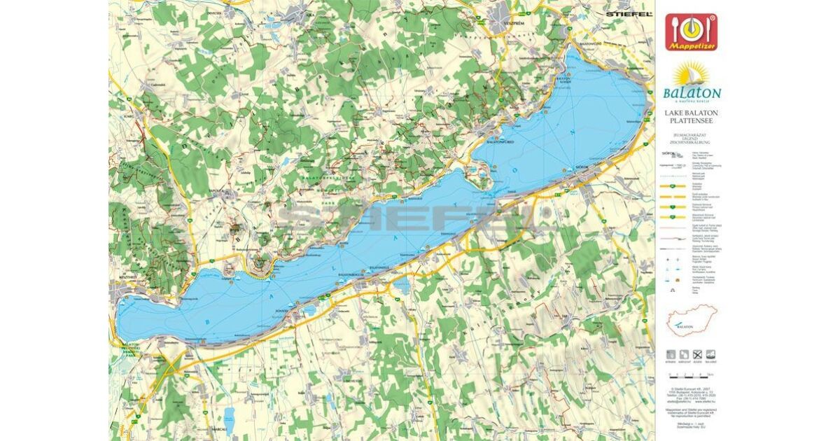 Balaton panoráma tányéralátét könyöklő + hátoldalon Balaton térkép ...