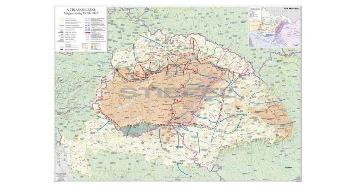 Trianoni Békeszerződés Térkép - Történelmi Falitérkép | Pepita.hu