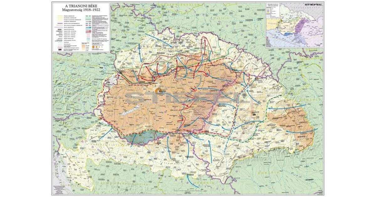 A trianoni békekötés következményei Magyarországon (hajtogatott térkép ...