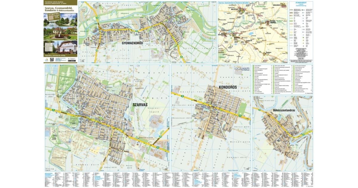 Szarvas Gyomaendrőd Kondoros Békésszentandrás hajtogatott térképe ...